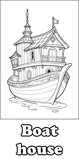 Boat house 001 – Free printable coloring page for kids – nightfame.com